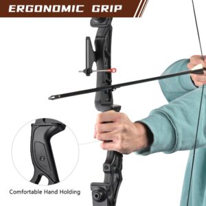 AW Recurve Bow Set Archery Aluminum Takedown Recurve Bow Right Hand Archery Bow Set Longbow Shooting Kit for Adult & Youth Beginner Outdoor Hunting Horse Riding Shooting Practice