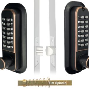 JOUNJIP Mechanical Keyless Combination Lever Handle Door Lock [Flat Spindles] - No Batteries | No Power | No Key Needed (Oil-Rubbed Bronze)