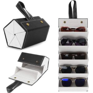 Biovioy Glasses Organizer for Women and Men - Travel Sunglasses Organizer for Multiple Glasses Cases - PU Sunglass Storage Organizer