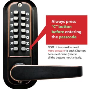 JOUNJIP Mechanical Keyless Combination Lever Handle Door Lock [Flat Spindles] - No Batteries | No Power | No Key Needed (Oil-Rubbed Bronze)