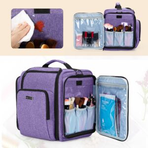 BAFASO Makeup Bag Cosmetic Bag with 4 Inner Removable Pouches, Multifunctional Travel Makeup Case (Patent Pending), Purple