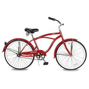 micargi tahiti single speed 26 inch men's beach cruiser bike hi-ten steel frame city bike classic road outdoor bicycle (26" - red)