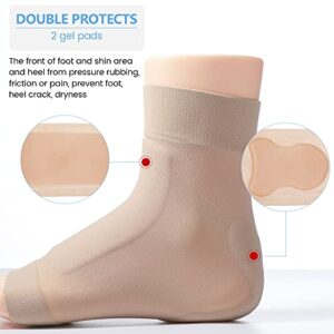 Nuanchu 2 Pairs lace Bite Gel Pads Ice Skating Padded Protection Socks Malleolar Sleeves Protection of Front Foot Shin Achilles Tendon Heel Protector Compression Padded Socks Elastic Pad Sleeve