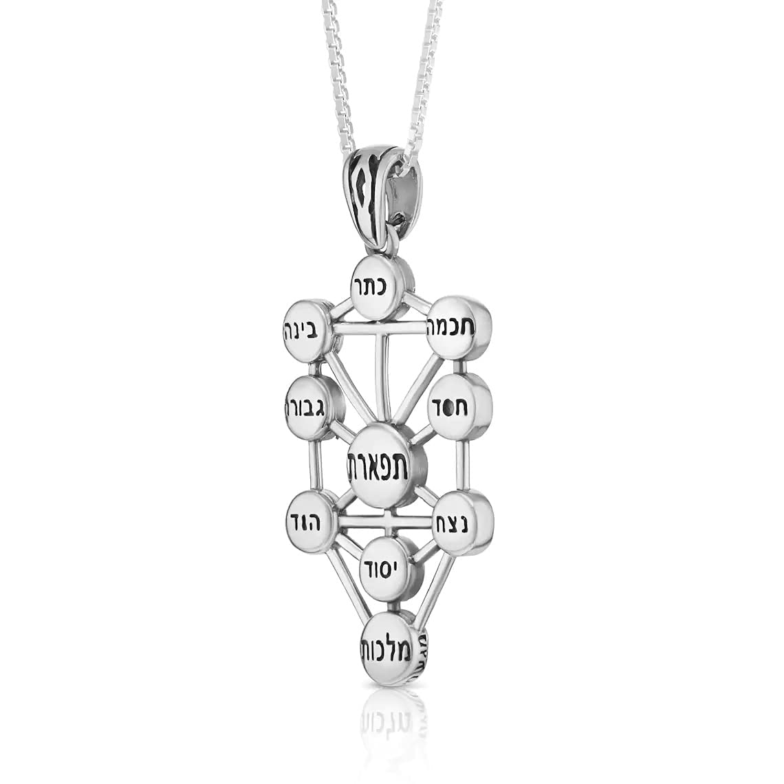 Baltinester Handmade Ten Sefirot Kabbalah Tree of Life Pendant in 925 Sterling Silver Jewish Jewelry 31 x 19 mm Jewelry