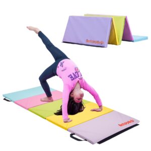 flybar antsy pants tumbling mat – gymnastics mat, easy to clean gym mat, sturdy, foldable tumbling mat for kids, padded, lightweight, portable, carrying handle, gymnastics equipment for activity play