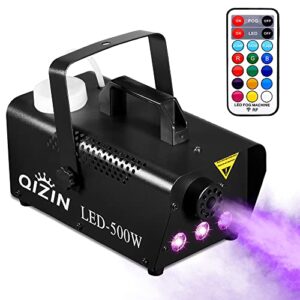 fog machine 500w with full color led lights and wireless remote - control 12 colors and 3 modes, perfect for halloween parties and stage effects