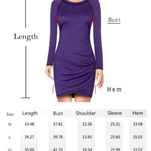 JCZHWQU Athletic Dress for Women 2021, Ladies Fall Casual Long Sleeve Round Neck Slim Fit Irregular Hem Yoga Tee Jersey Soft Breathable Fast Dry Knitted Lounging Running Golf Tennis Dress Blue M