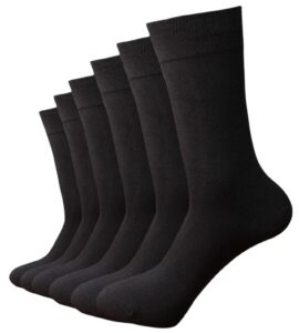 adabella mens premium bamboo crew socks 6 pairs - athletic moisture wicking lightweight seamless thin soft comfortable socks (black)