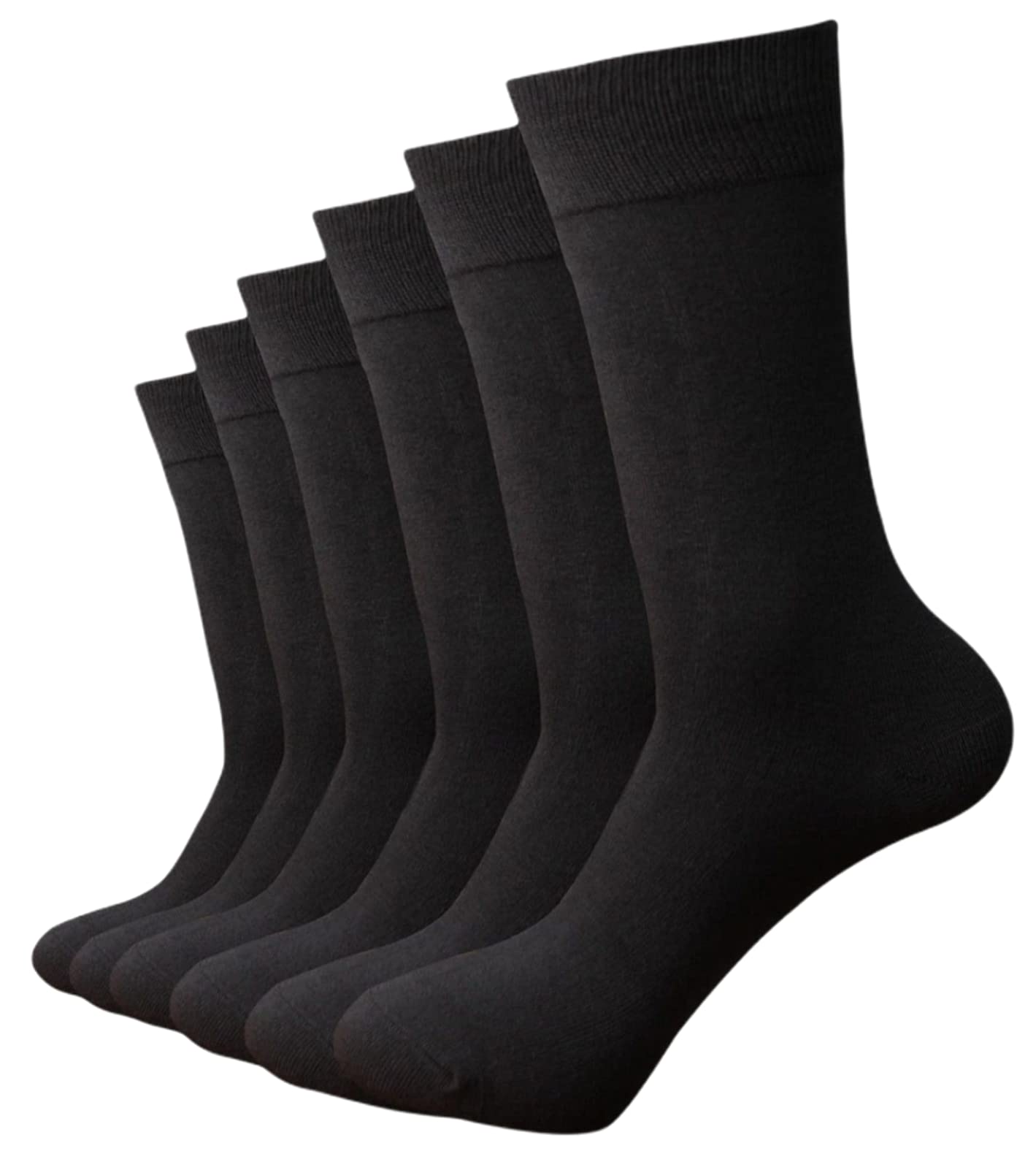 Adabella Mens Premium Bamboo Crew Socks 6 Pairs - Athletic Moisture Wicking Lightweight Seamless Thin Soft Comfortable Socks (Black)