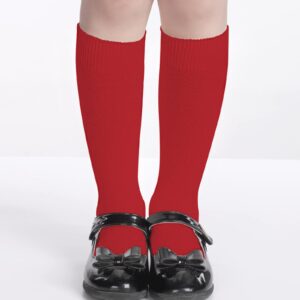 BOOPH Kids Socks Knee High Socks Boys Girls School Uniform Socks 3-5T Red