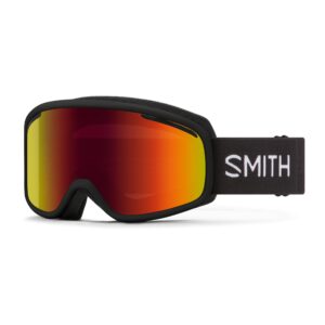 smith vogue goggles for women with carbonic-x lens – performance snowsports goggles with replaceable lens for skiing & snowboarding – black + red sol-x mirror lens