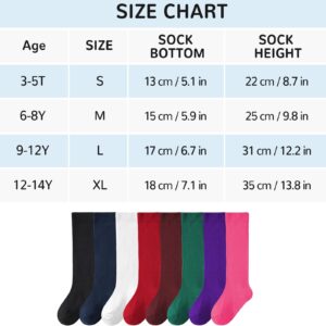 BOOPH Kids Socks Knee High Socks Boys Girls School Uniform Socks 3-5T Red