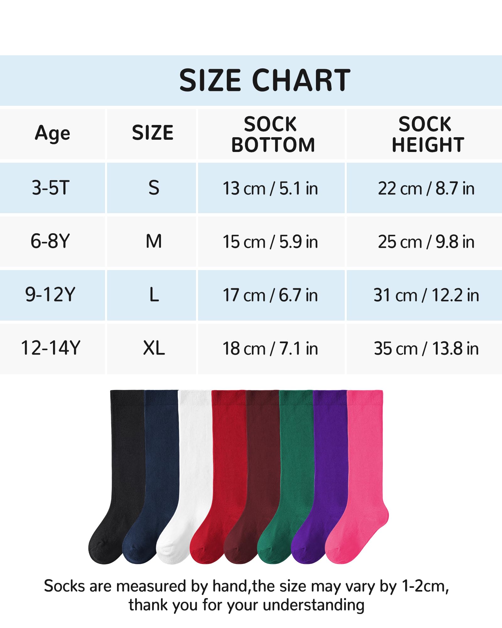 BOOPH Kids Socks Knee High Socks Boys Girls School Uniform Socks 3-5T Red