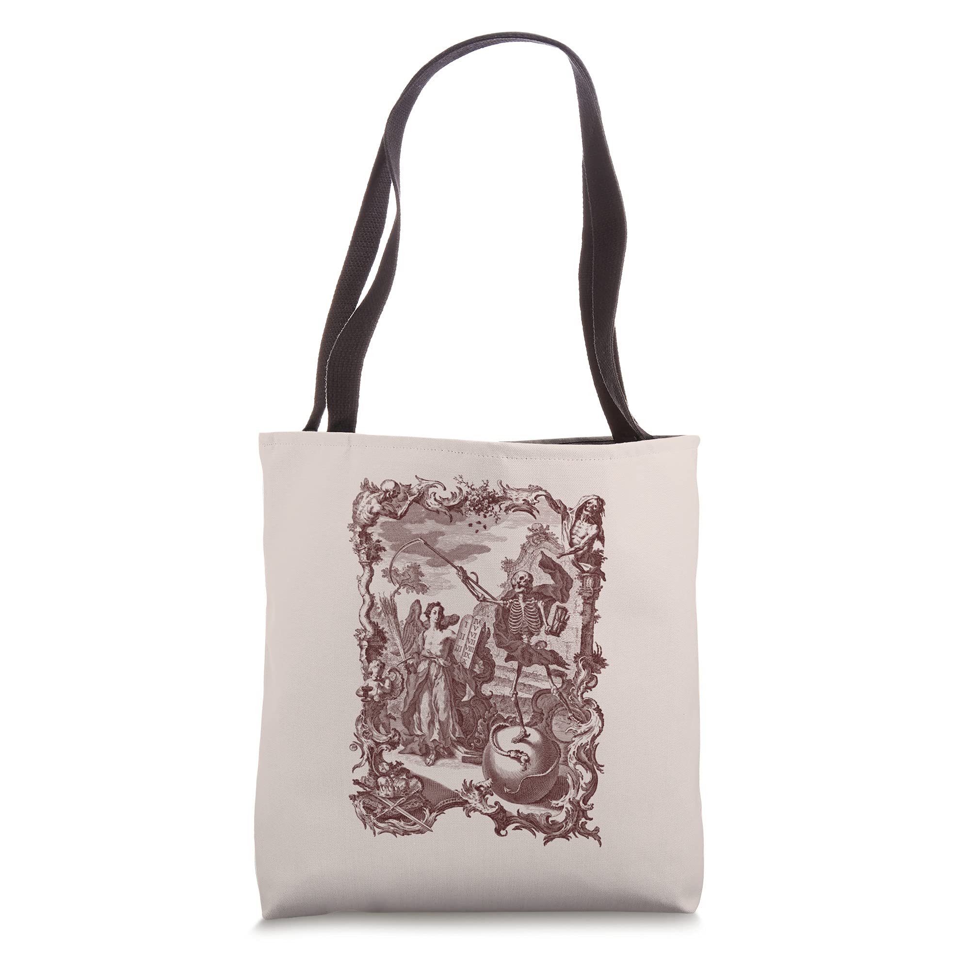 Memento Mori Skeleton Angel Death Goth Witchy Dark Academia Tote Bag