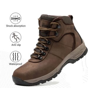 AZXPROT Waterproof Hiking Boots for Men, Outdoor Lightweight Trekking Trails Shoes Backpacking Mountaineering Boots Brown 12