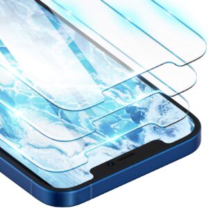 oribox glass screen protector for iphone 12 pro max, 3 packs anti-scratch eye-protection hd clear tempered glass screen protector