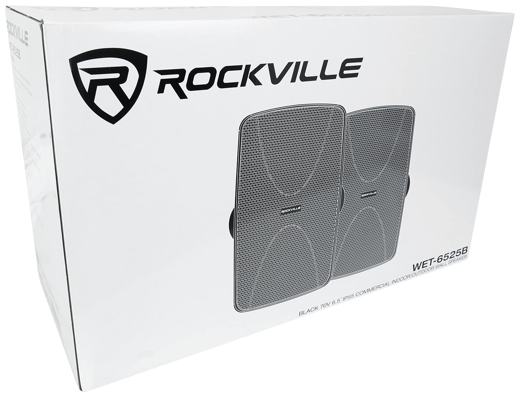 Rockville 2 WET-6525B 6.5" 70V Commercial Indoor/Outdoor Wall Speakers in Black