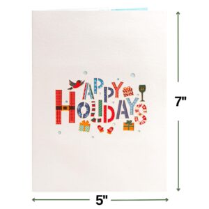 Paper Love Pop Up Christmas Card, Happy Holidays, Handmade 3D Popup Card, 5" x 7"