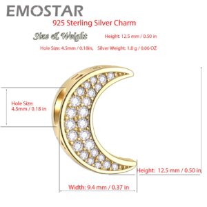 Gold Plated Sparkling Crescent Moon Charms fits Pandora Valentines Bracelet, 925 Sterling Silver Reflexions Crescent CZ Night Sky Beads, Gifts for Christmas/Sister/Girlfriend