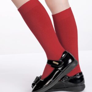 BOOPH Kids Socks Knee High Socks Boys Girls School Uniform Socks 3-5T Red