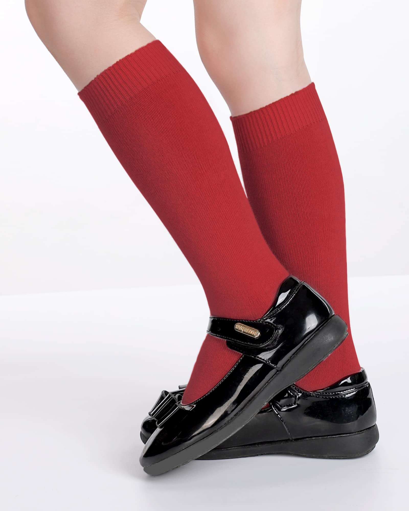 BOOPH Kids Socks Knee High Socks Boys Girls School Uniform Socks 3-5T Red