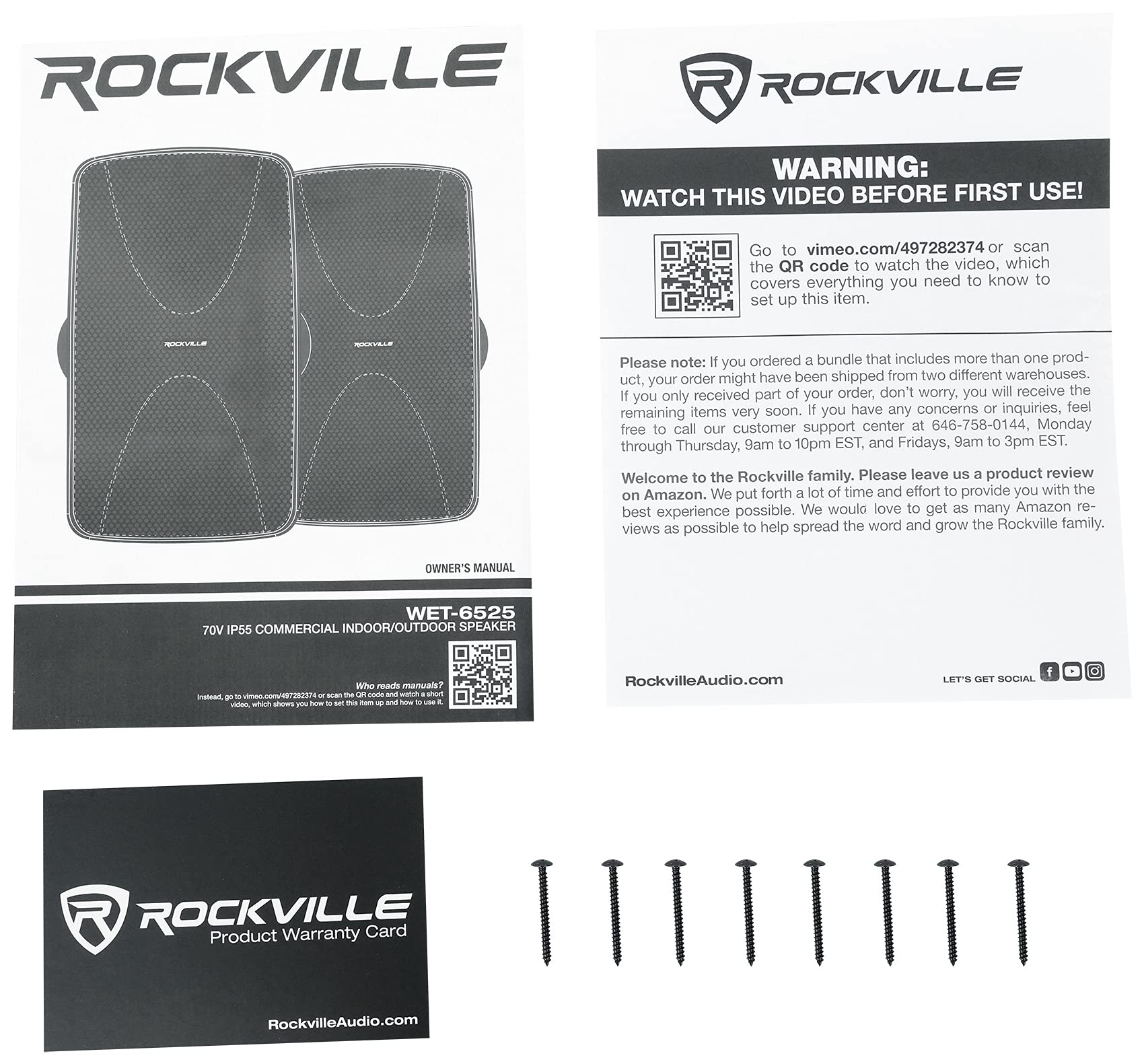 Rockville 2 WET-6525B 6.5" 70V Commercial Indoor/Outdoor Wall Speakers in Black