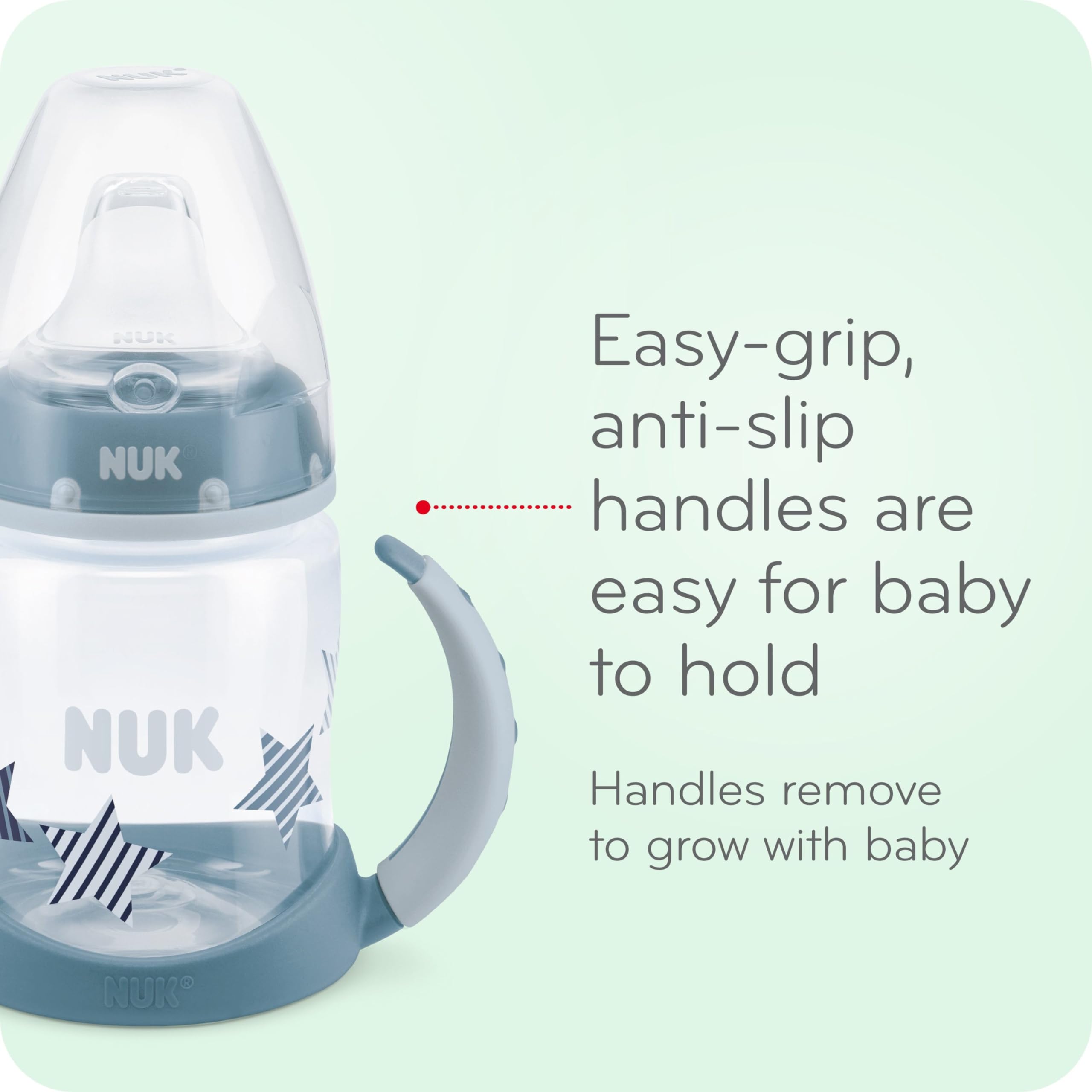 NUK Learner Cup, 10 oz, 2 Pack, 8+ Months﻿ – BPA Free, Spill Proof Sippy Cup