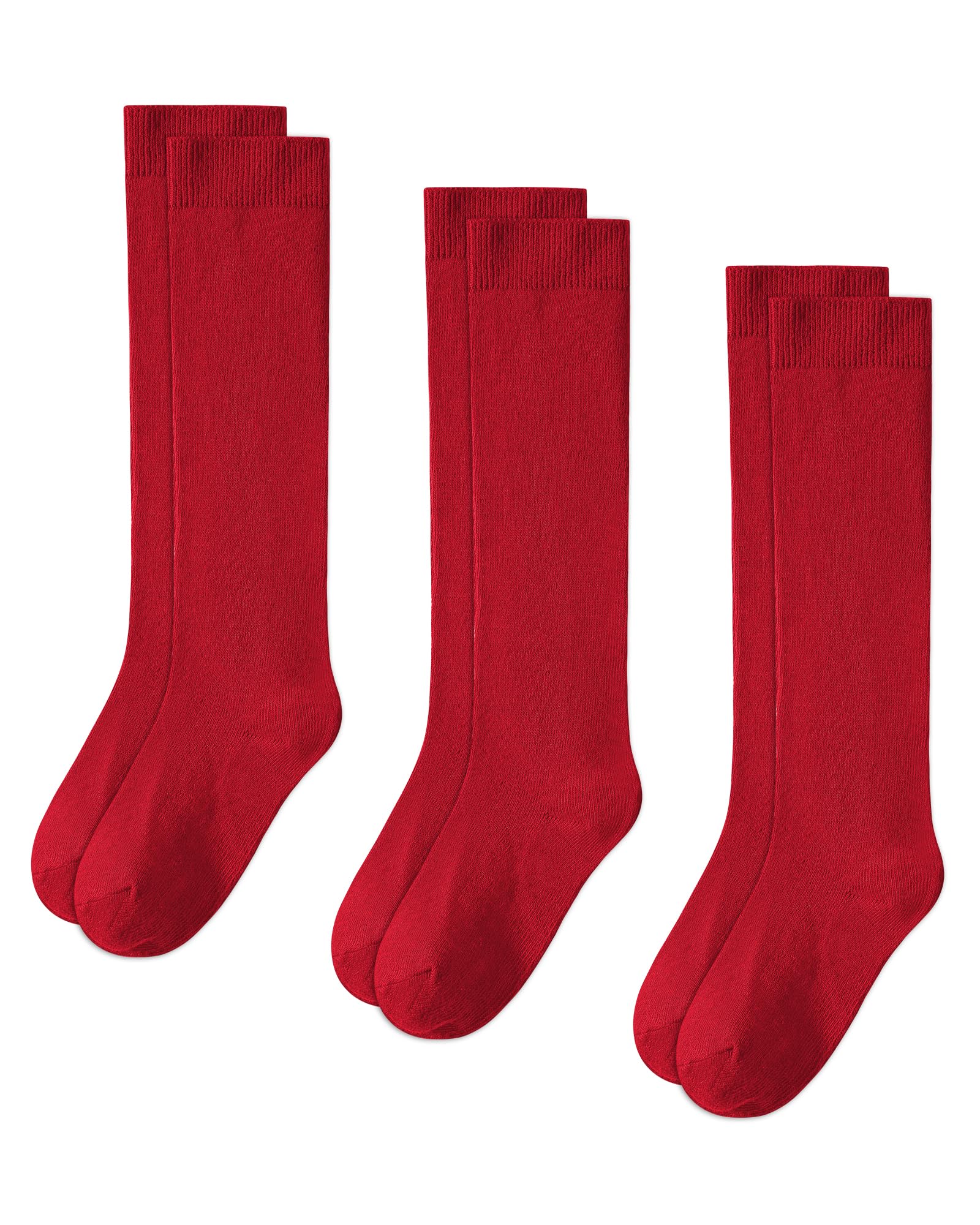 BOOPH Kids Socks Knee High Socks Boys Girls School Uniform Socks 3-5T Red