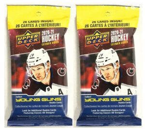 (2 packs) 2020/21 upper deck nhl hockey extended series - 26 cards per pack - 52 cards total - look for young guns!