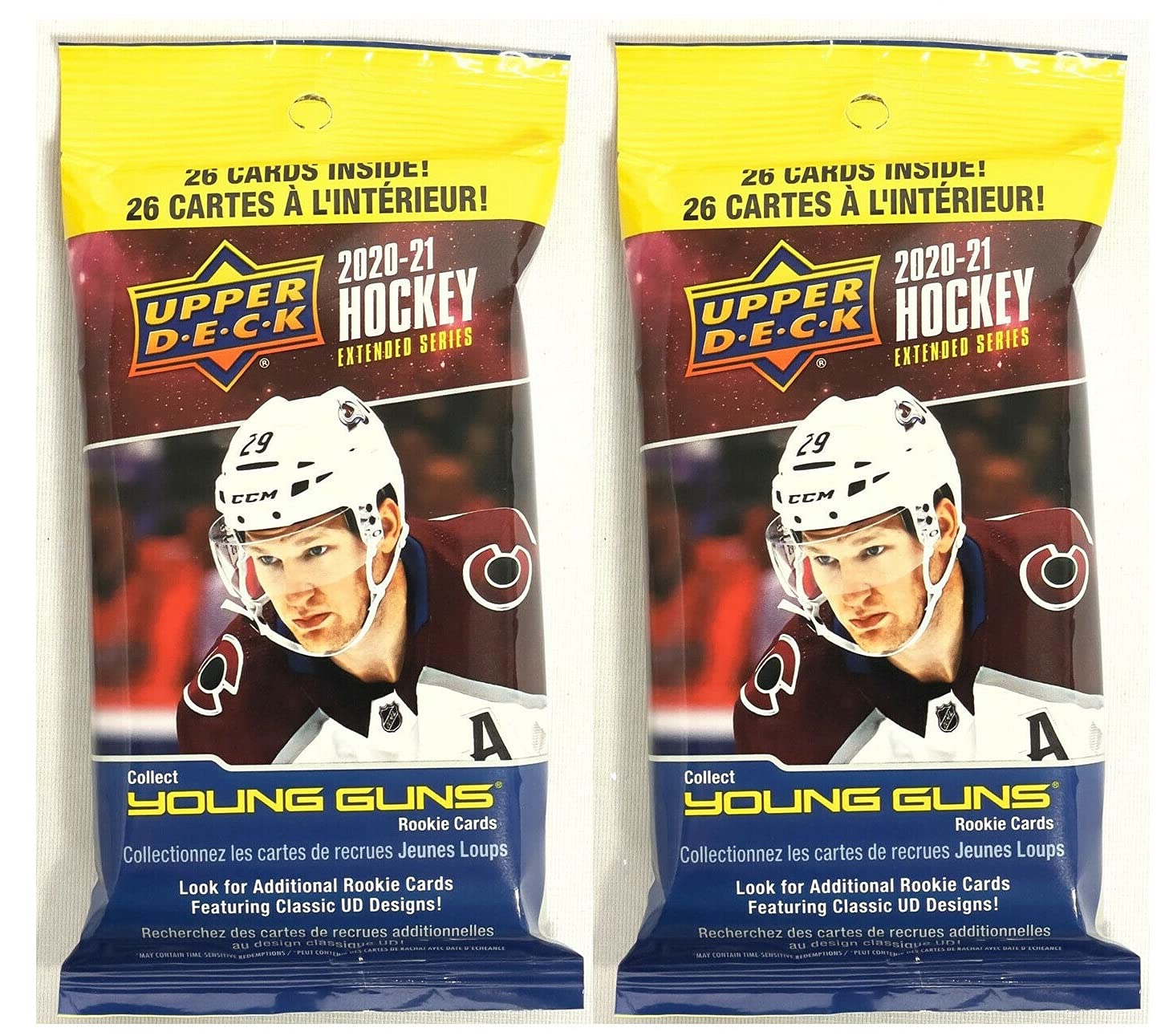 (2 Packs) 2020/21 Upper Deck NHL Hockey Extended Series - 26 Cards Per Pack - 52 Cards Total - Look for Young Guns!