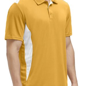 MOHEEN Quick Dry Golf Shirts for Men - Moisture Wicking Short-Sleeve Casual Polo Shirt(Yellow,XL)