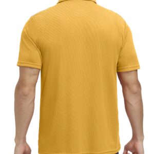 MOHEEN Quick Dry Golf Shirts for Men - Moisture Wicking Short-Sleeve Casual Polo Shirt(Yellow,XL)