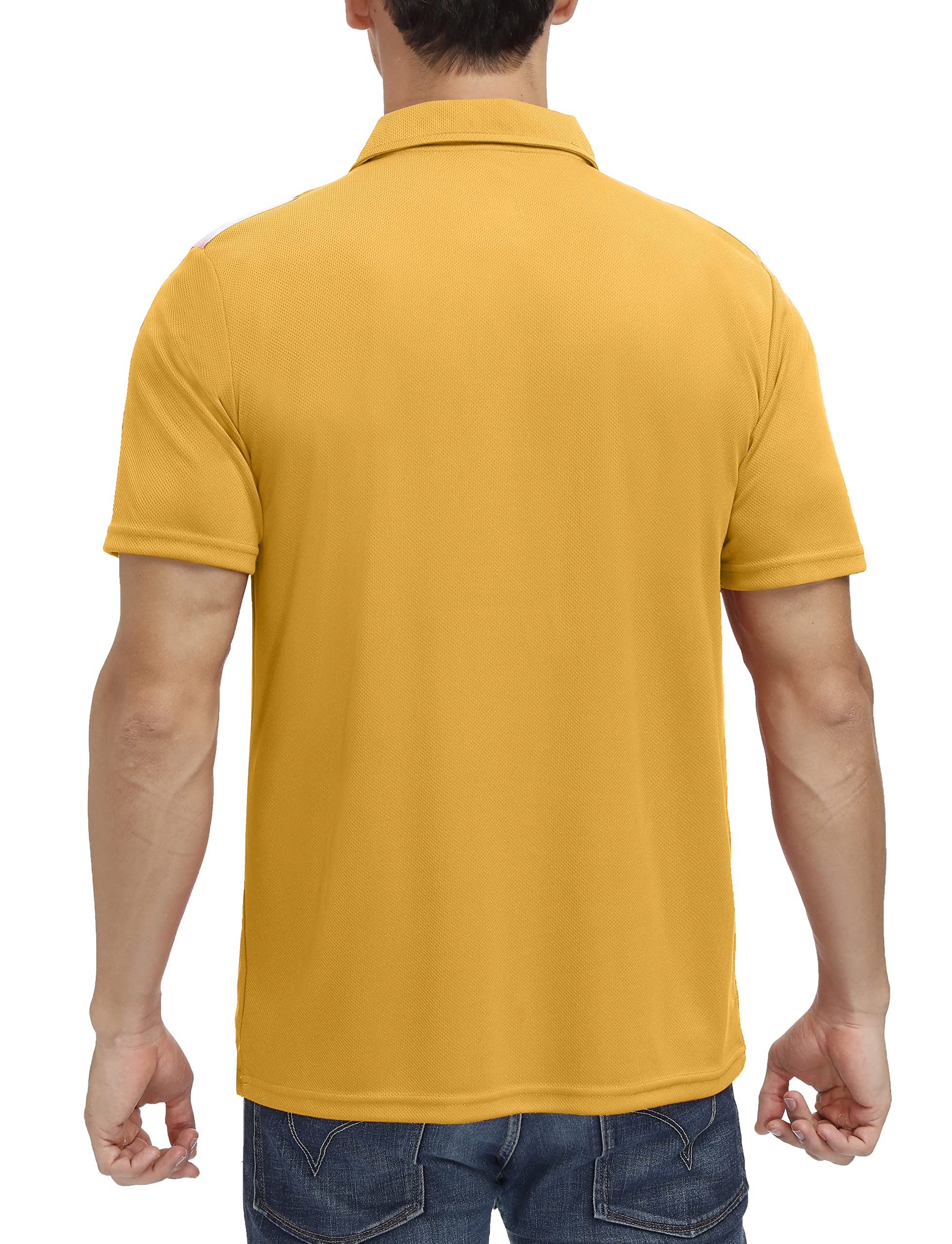 MOHEEN Quick Dry Golf Shirts for Men - Moisture Wicking Short-Sleeve Casual Polo Shirt(Yellow,XL)