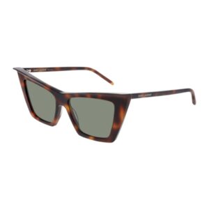 Saint Laurent SL372 002 54MM Havana/Green Cateye Sunglasses for Women + Designer iWear Eyewear Kit