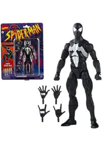 spider-man marvel legends series 6-inch symbiote action figure toy, includes 4 accessories: 4 alternate hands