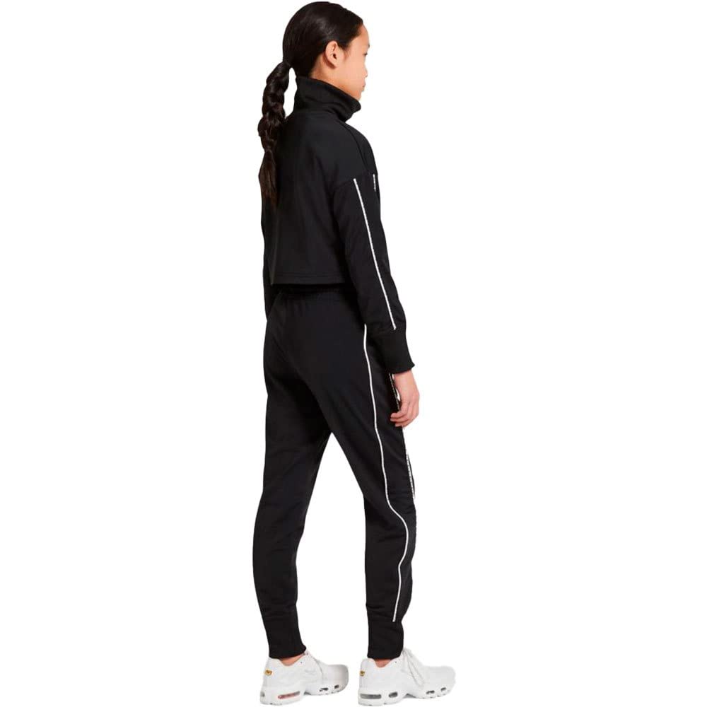 Nike Sportswear Big Kids' (Girls') High-Waisted Tracksuit (LG (14-16 Big Kids), Black/White)