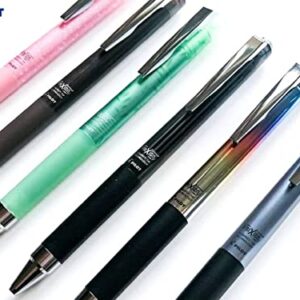 Pilot Japan Frixion Point Knock Design Series 6 Packs With Kanji LOVE Sticker, Black line, Gunmetal, Pink, Frost Green, Modern Wood, 5.59 x 0.41 0.39 in