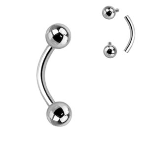 Pierced Owl - Internally Threaded Implant Grade 23 Solid Titanium Curved Barbells, Sold by Piece (16GA - 8mm (5/16") - 3mm Ball Size)