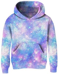 bfustyle girls galaxy hoodie 3d pullover hoodies kids long sleeve cool blue sweatshirt size 7-8