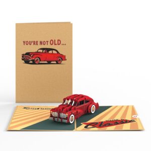 Lovepop Happy Birthday Pop-Up Card for Her and Him- 3D Disney Birthday Greeting Cards for Boys, Girls, Men, Women - You're Not Old - 5" x 7" Classic Car Card - Blank Note Card & Envelope Included