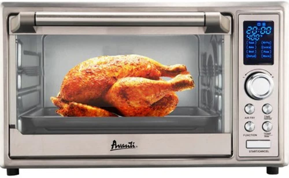 Avanti Air Fryer Oven Combo with 8 Pre-Set Functions and Digital Controls, 90 Minute Timer and Auto Shut-Off, 0.8 Cu.Ft., Metallic