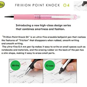 Pilot Japan Frixion Point Knock Design Series 6 Packs With Kanji LOVE Sticker, Black line, Gunmetal, Pink, Frost Green, Modern Wood, 5.59 x 0.41 0.39 in