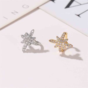 Yheakne Boho Northstar Ear Cuff Earrings Silver Starburst Wrap Earrings CZ Pave Star Cartilage Cuff Earrings Tiny Non Pierced Clip on Earrings Jewelry for Women and Girls (Silver)