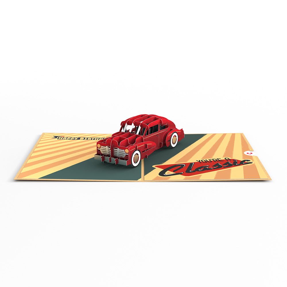 Lovepop Happy Birthday Pop-Up Card for Her and Him- 3D Disney Birthday Greeting Cards for Boys, Girls, Men, Women - You're Not Old - 5" x 7" Classic Car Card - Blank Note Card & Envelope Included