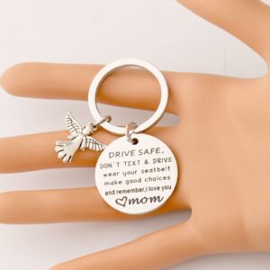 KUIYAI Drive Safe Gift I Love You Mom Keychain Mother Gift Driving Safety Gift Guardian Angel(drive safe mom)