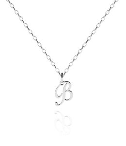 silver b necklace a-z letter pendant necklace for women 14k gold/rose gold plated or 925 sterling silver cute pretty dainty girls women's capital letter necklace (b - sterling silver)