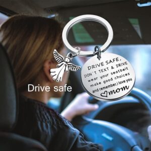 KUIYAI Drive Safe Gift I Love You Mom Keychain Mother Gift Driving Safety Gift Guardian Angel(drive safe mom)