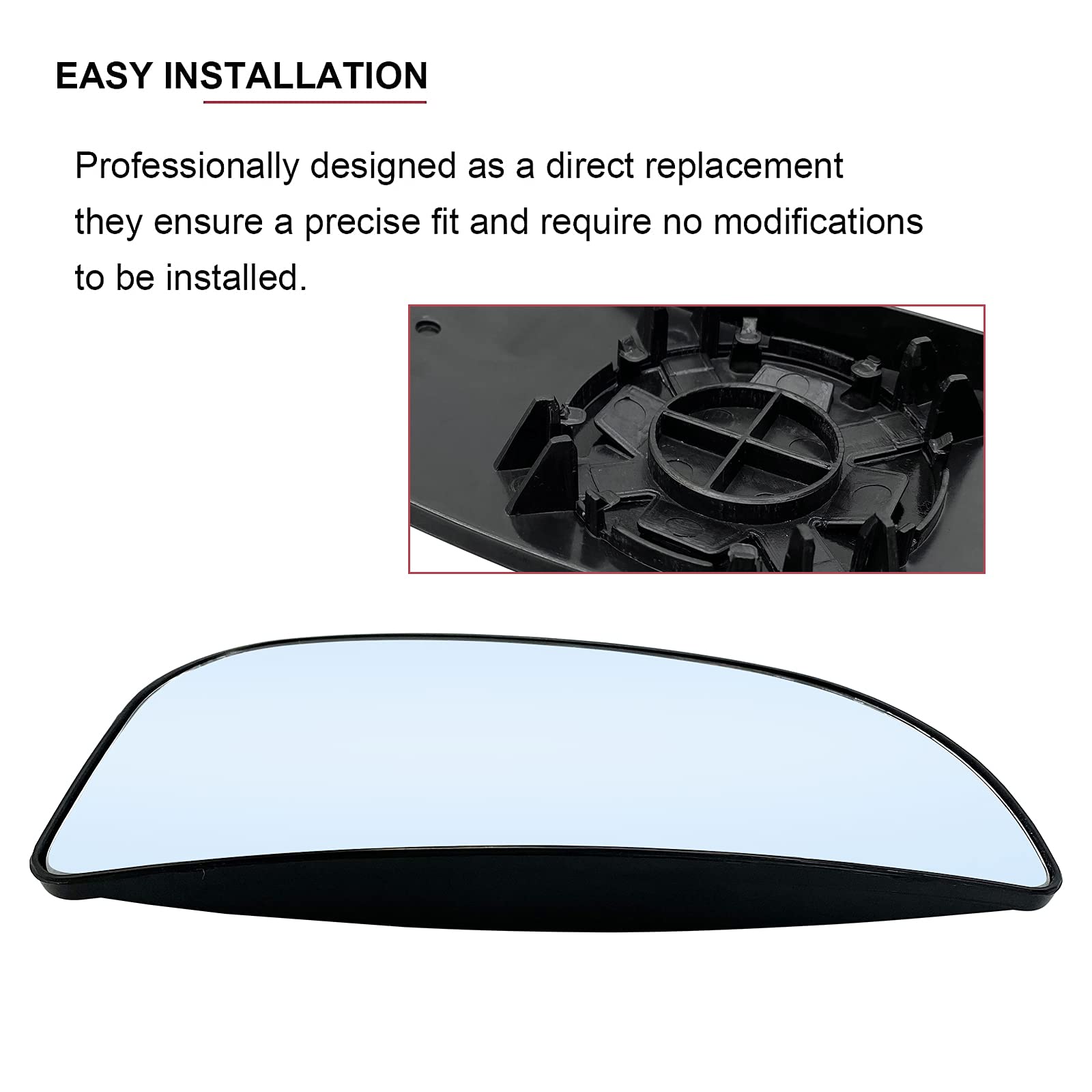 Driver Left Side Lower Mirror Glass Replacement for 2009-2020 Dodge Ram 1500 2500 3500 4500 5500 Towing Mirrors - Side View Convex Lower Mirror Glass with Rear Holder, Replace 68067731AA