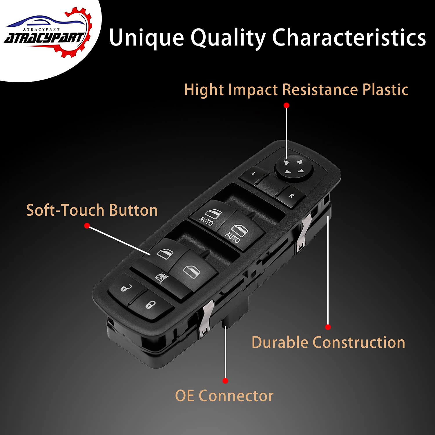 Master Power Window Switch | 3 PINS + 0 PINS Check Required | Replacement for 2010 – 2011 Chrysler Town & Country Dodge Grand Caravan | Replaces# 04602535AH, 04602535AI