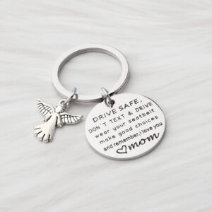 KUIYAI Drive Safe Gift I Love You Mom Keychain Mother Gift Driving Safety Gift Guardian Angel(drive safe mom)